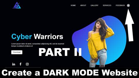 How To Make Website Dark Mode Dark Theme Website Design Using Html Css And Js Cyber Warriors