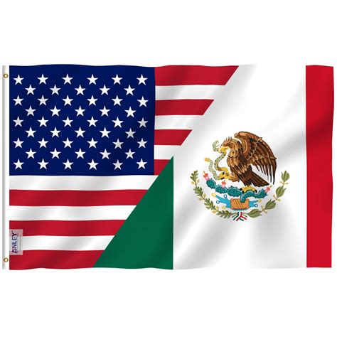 Anley Us Mexico Friendship Flag 3x5 Ft Durable Polyester With Bright