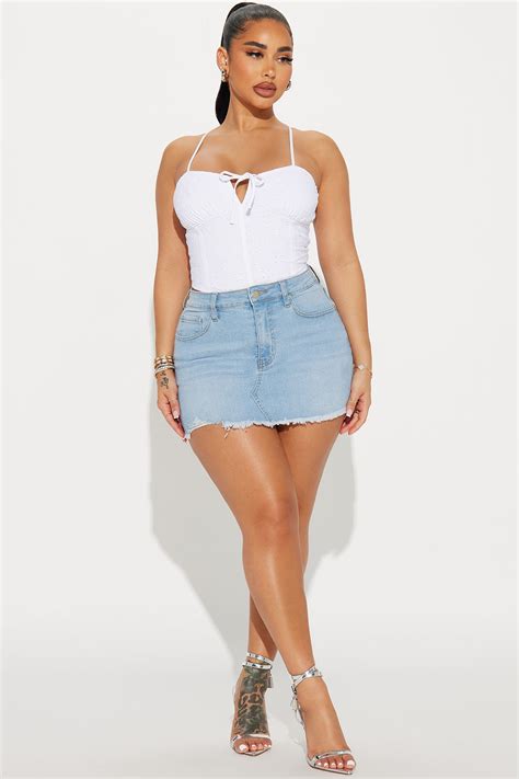 Raven Denim Mini Skirt Light Wash Fashion Nova