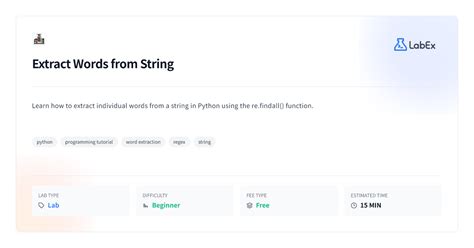 extract words from string in python labex