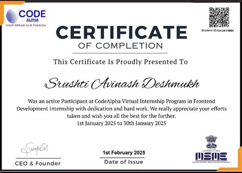 Srushti Deshmukh On Linkedin Frontenddevelopment Internship