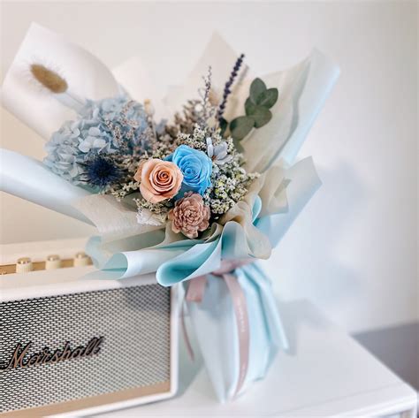 Everlasting Flower Bouquet Regular Blue Pretty Preserved Flowers