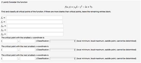 Solved 1 Point Consider The Function Find And Classify All