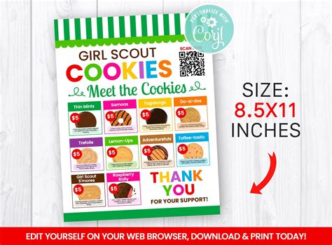 Lbb Girl Scout Booth Tally Sheet Inventory Sales Tracker Pdf Instant