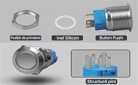 Buton Push 16mm Cu Revenire 220v Led Alb Electroaz Buton Push 16mm Cu Revenire 220v Led Alb Electroaz