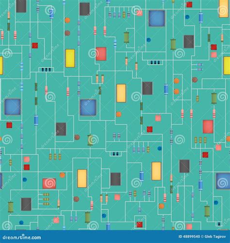 Seamless Microchip Background Stock Vector Illustration Of Line Information
