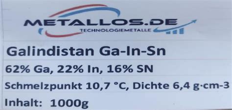 Galindistan (Galinstan brand name), eutectic of 62% Ga - 22% In 16%Sn