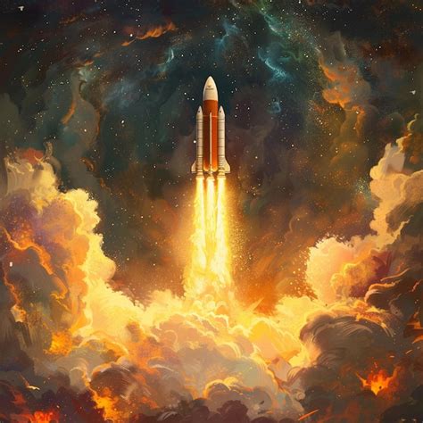 A Rocket Flying In The Sky With The Words Rocket On The Bottom Premium Ai Generated Image