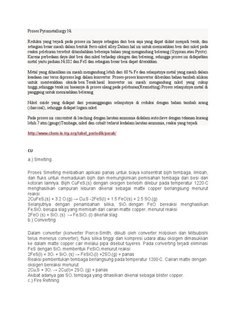 Proses Pyrometallurgy Ni Pdf