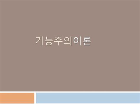 사회복지기능주의 이론