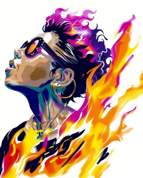 Beautiful Woman With Hair Blowing In The Wind Vector Illustration