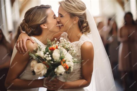 Premium Photo Lesbian Couple Kissing For The Marriage Together Forever Loving Happy Lesbian