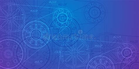 Mechanical Engineering Background Rotating Gears Technology Banner