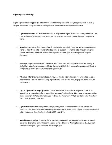 Digital Signal Processing Digital Signal Processing Digital Signal