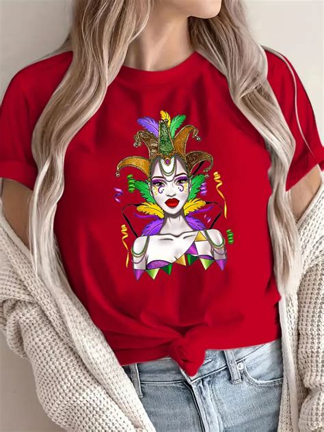 Cartoon Print T Shirt Plus Size Casual Short Sleeve Top Temu Canada