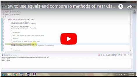 Java Ee How To Use Equals And Compareto Methods Of Year Class Java 8 Date And Time