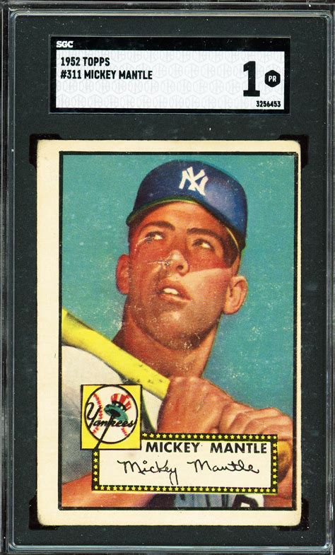 Mickey Mantle 1952 Topps Rookie Card 311 Sgc 1 Auction Of Champions