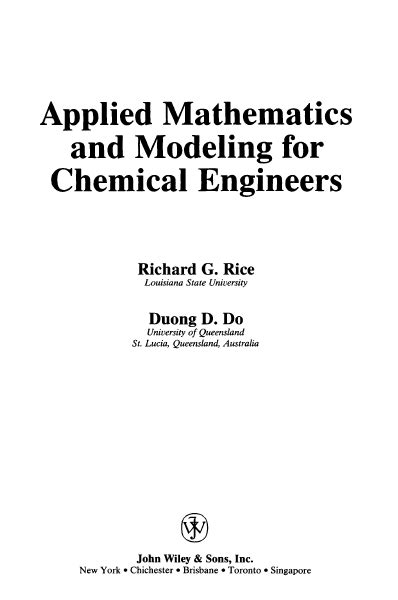 Libros Técnicos Applied Mathematics And Modeling for Chemical