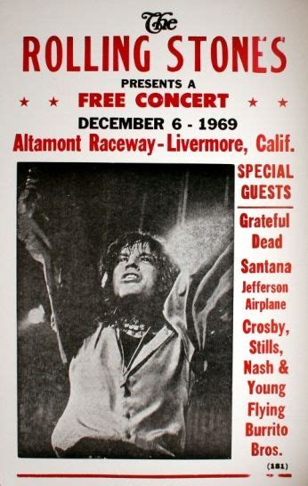 Rolling Stones Altamont Raceway December Rolling Stones Poster Concert Posters