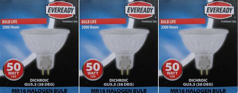 3 X EVEREADY Dichroic 50W 12V MR16 GU5 3 GX 5 3 Cool Beam Halogen Lamp