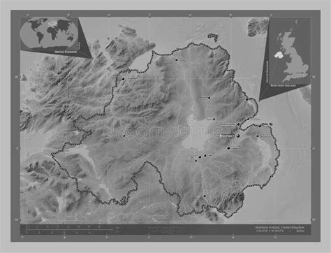 Northern Ireland United Kingdom Grayscale Labelled Points Of Stock