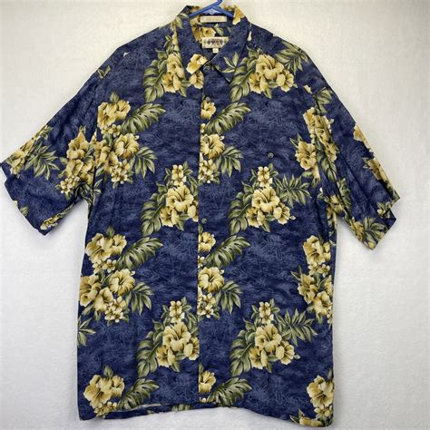 Campia Moda Hawaiian Floral Palm Tree Mens Button Up … Gem