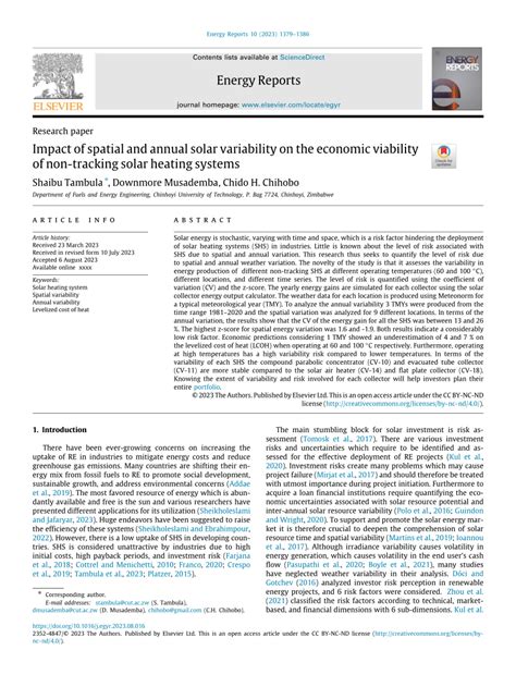 Pdf Impact Of Spatial And Annual Solar Variability On The Economic