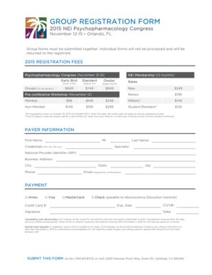 Fillable Online Group Registration Form Neiglobal Fax Email Print