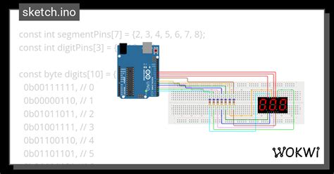 3 Digits 7 Segment Display Wokwi ESP32 STM32 Arduino Simulator