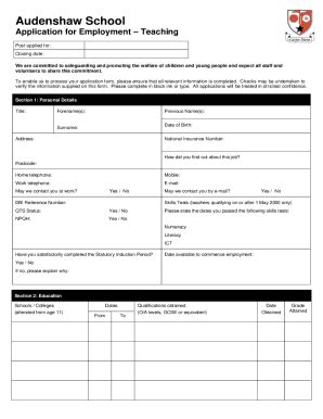 Fillable Online Teacher Application Form PDF Fax Email Print PdfFiller
