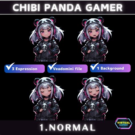 Premade Pngtuber Model Chibi Panda Girl Vtuber Model Cute Female Png