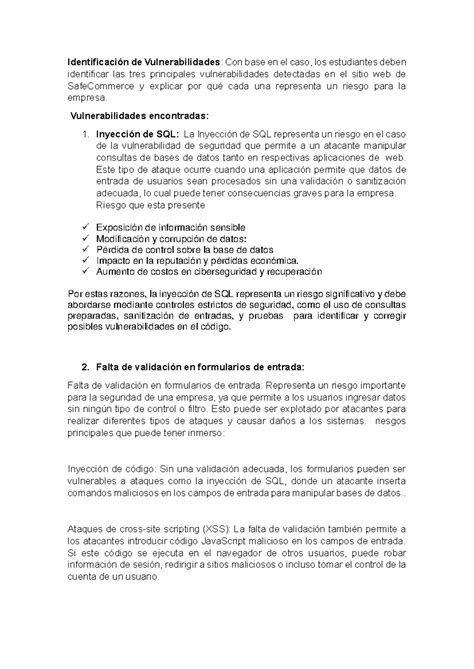 Vulnerabilidades Vulnerabilidades Encontradas 1 Inyección De Sql La Inyección De Sql