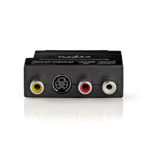 Scart Adapter Scart Male S Video Female 3x Rca Female Nickel Plated Switchable Abs