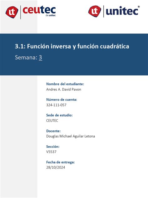 31 Función Inversa Y Función Cuadrática Pdf Ciencia Y Matemática