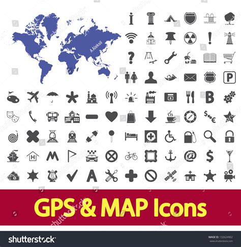 Navigation Map Icons Set Vector Illustration Stock Vector Royalty Free 132624902 Shutterstock