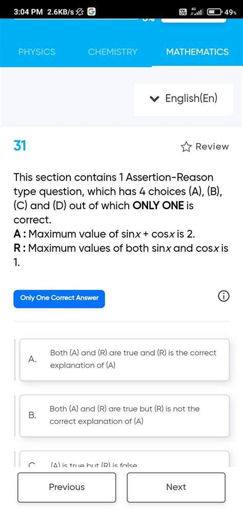 This Section Contains Assertion Reason Type Question Which Has Choic