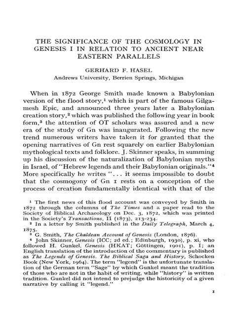 The Significance Of The Cosmology In Genesis I In Relation To Ancient Near Eastern Parallels