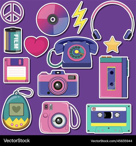 Retro Objects And Elements Set Royalty Free Vector Image