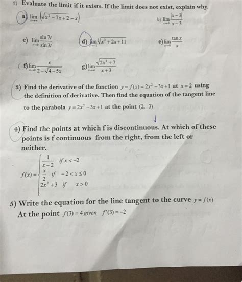 Solved Evaluate The Limit If It Exists If The Limit Does Chegg