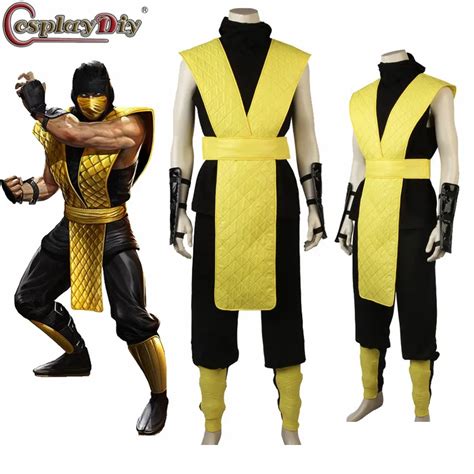 Cosplaydiy Mortal Kombat X Scorpion Cosplay Halloween Costumes Custom