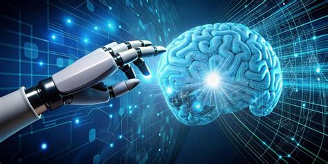 Machine Learning Hand Of Robot Touching On Binary Data Futuristic