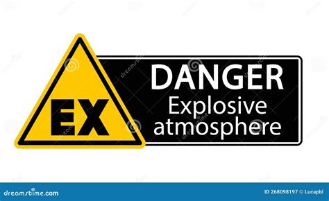 Danger Explosive Atmosphere Yellow Triangle Warning Sign With Symbol