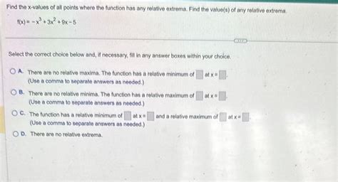 solved find the x values of all points where the function