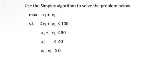Solved Use The Simplex Algorithm To Solve The Problem Below