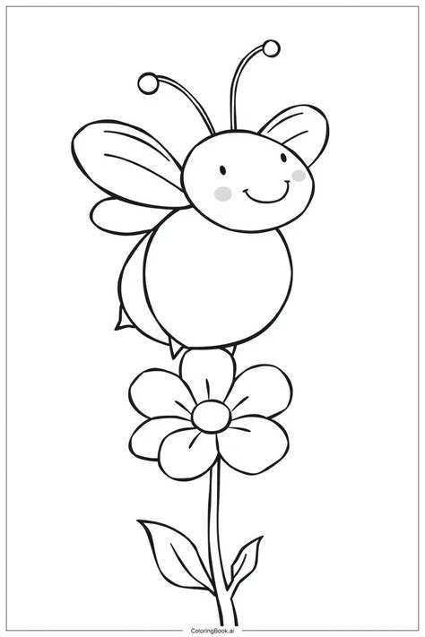 햇볕 아래 꽃을 수분하는 벌 색칠하기 페이지 무료 Pdfandpng 인쇄 가능