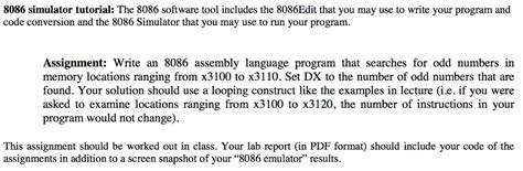 solved 8086 simulator tutorial the 8086 software tool