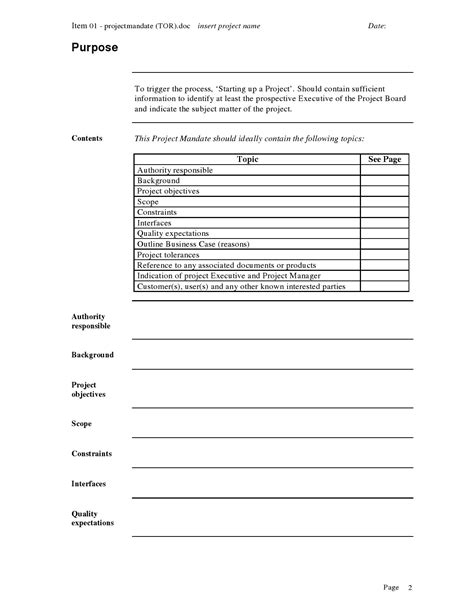Project Mandate Template