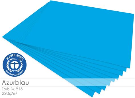 Cardstock Bastelkarton 220g m² DIN A4 in azurblau Faltkarten