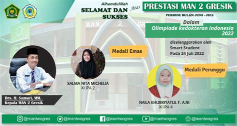 Bangga Dua Siswa Man Gresik Sukses Menyabet Medali Emas Dan Perunggu Dalam Olimpiade