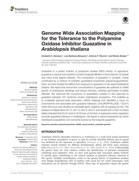 Pdf Genome Wide Association Mapping For The Tolerance To The